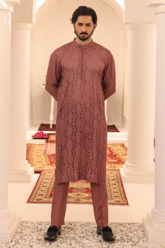 SB-09 Puce color embroidered kurta and pajama – Emraan Rajput