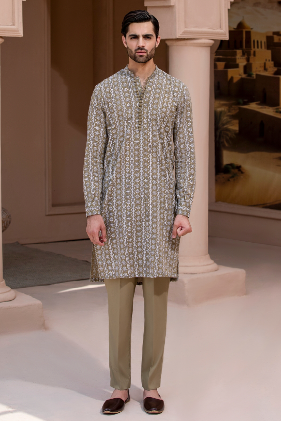 RHN - Slate Green Embroidered Kurta Pajama – Emraan Rajput