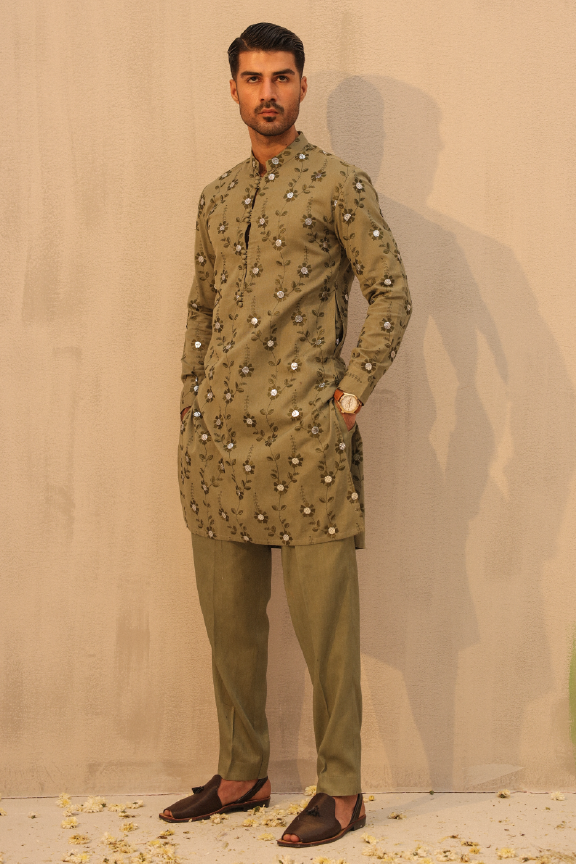 Mayassar - Olive Green Kurta Pajama – Emraan Rajput