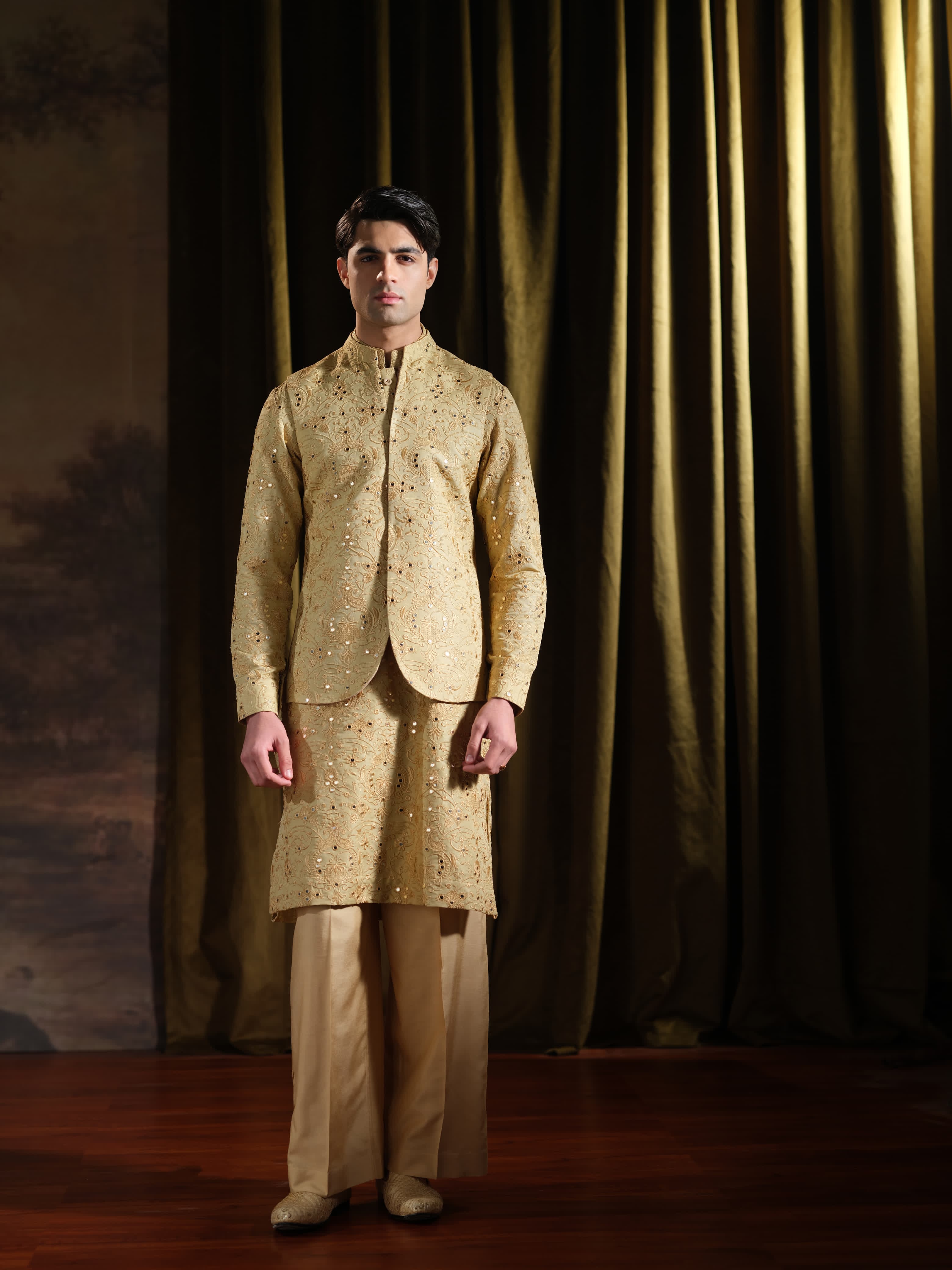 Musarrat - Beige Embroidered Kurta Pajama – Emraan Rajput