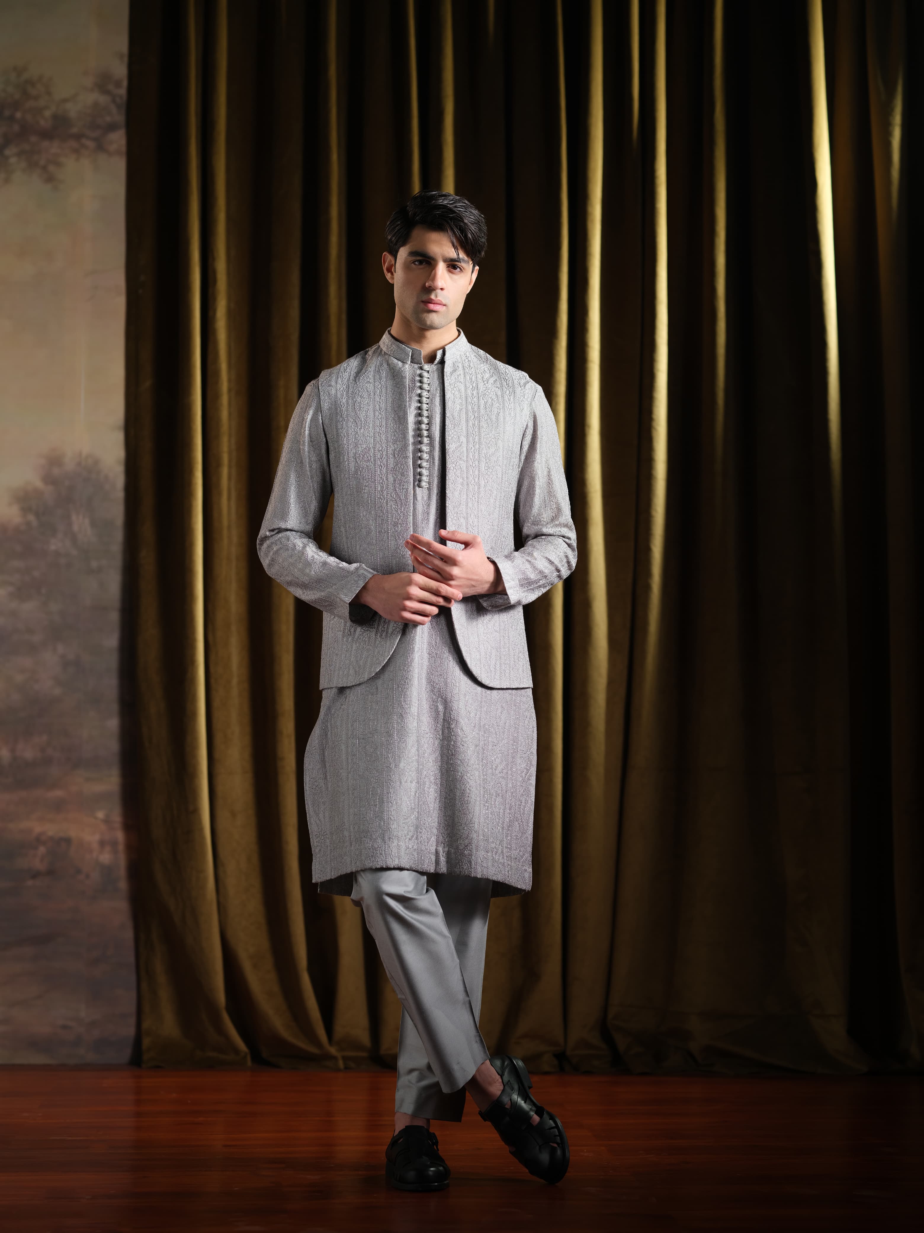 Musarrat - Ash Gray Emrbroidered Kurta Pajama – Emraan Rajput